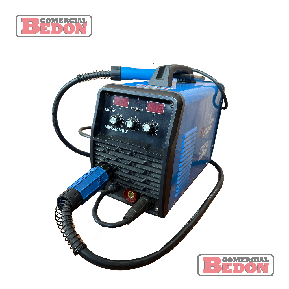 SOLDADORA ALPHA PRO 2 EN 1 INVERTER + ELECTRODO 240 AMP – EUROCONECTOR (1–5 KG) – Comercial Bedon